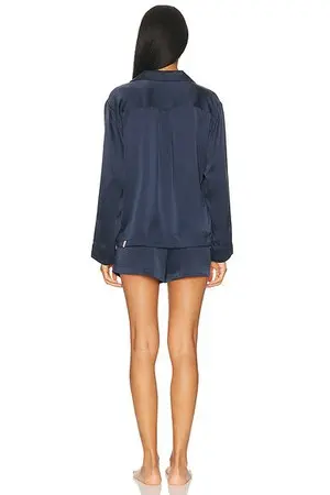 Lunya Washable Silk Button Up Long Sleeve Short Pajama Set