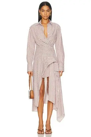 Monse Striped Draped Midi Dress