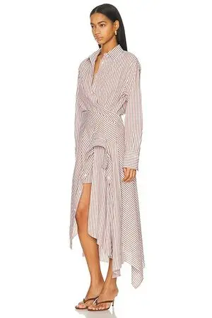 Monse Striped Draped Midi Dress