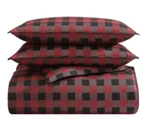 Eddie Bauer Mountain Plaid Red Cotton Queen Com F Set