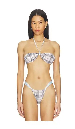 Lioness Bloom Bikini Top - Beige Plaid