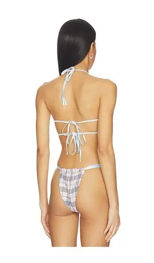 Lioness Bloom Bikini Top Plaid Halterneck - Beige Plaid