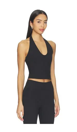 437 Halterneck Cropped Tank Top - Black