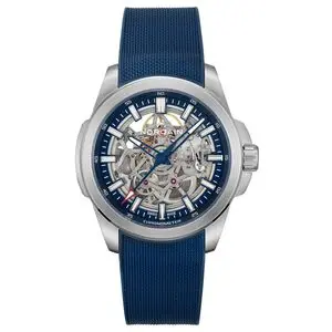 NORQAIN Independence Skeleton Blue Dial Watch - Stainless Steel