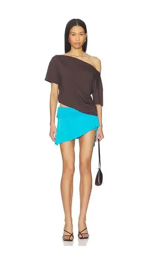 Lioness One-shoulder Lightweight Jersey Top - Chocolate