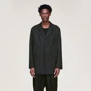 Adidas Y-3 Pinstripe Refined Wool Chore Coat - Black