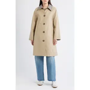 Bernardo Long Check Collar Raincoat