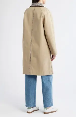 Bernardo Long Check Collar Raincoat