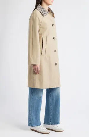Bernardo Long Check Collar Raincoat