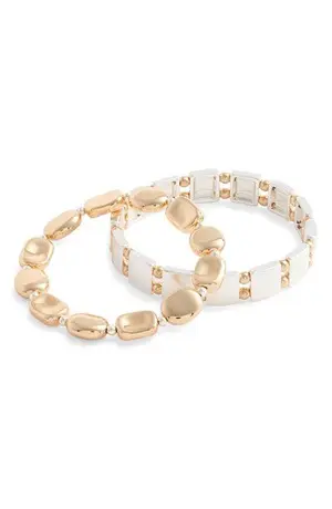 Nordstrom Two-tone Beaded Stretch Bracelets Set - Goldilver