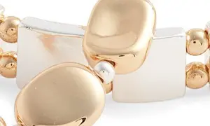 Nordstrom Two-tone Beaded Stretch Bracelets Set