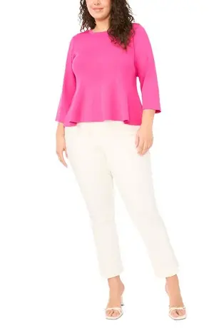 Halogen Rib Peplum Sweater - Rose Violet