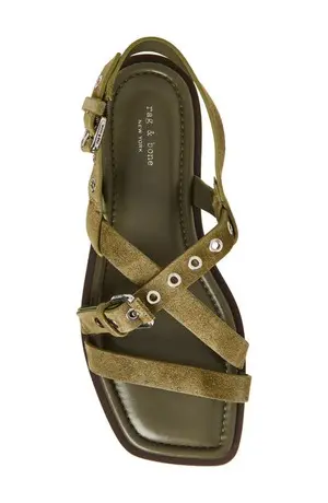Rag & Bone Harlow Strappy Sandals - Olive Suede