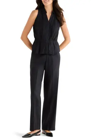 NIC+ZOE Lenox Linen Blend Pants - Black Onyx