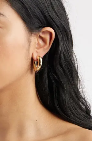 OPEN EDIT Inverted Teardrop Front/back Earrings - Gold