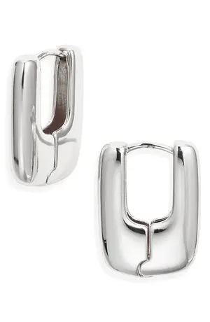 OPEN EDIT Geometric Huggie Hoop Earrings - Silver