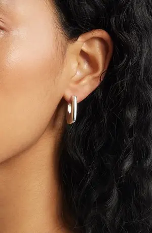 OPEN EDIT Geometric Huggie Hoop Earrings - Silver