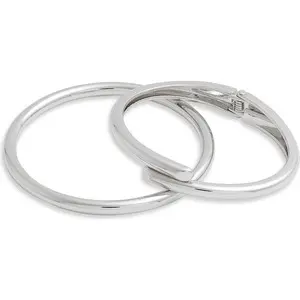 OPEN EDIT Set Of 2 Bangle & Hinged Bypass Bracelets - Silver