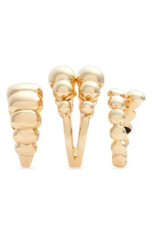 OPEN EDIT Set Of 3 Orb Textured Rings - Gold