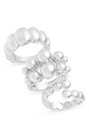 OPEN EDIT Set Of 3 Orb Textured Rings - Silver