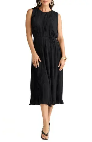 BRAVE+TRUE Tansy Pleat Tie Belt Midi Dress