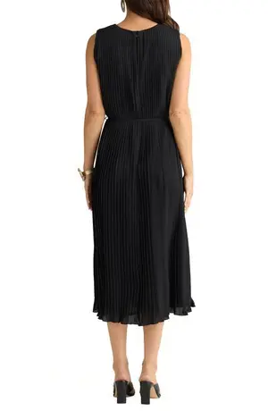 BRAVE+TRUE Tansy Pleat Tie Belt Midi Dress