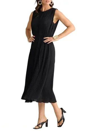 BRAVE+TRUE Tansy Pleat Tie Belt Midi Dress