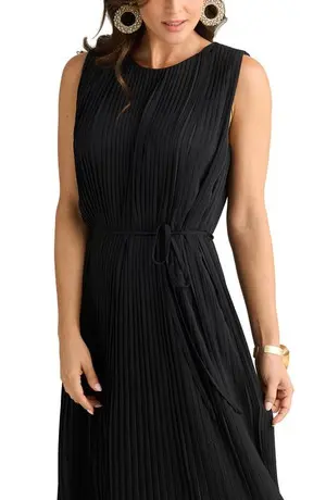 BRAVE+TRUE Tansy Pleat Tie Belt Midi Dress