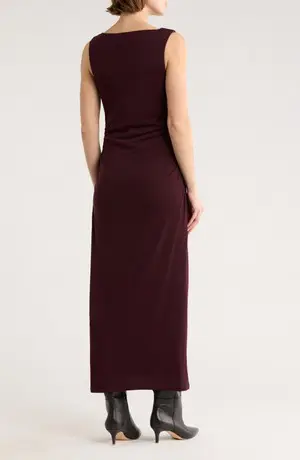 WAYF Ruched Sleeveless Dress - Plum