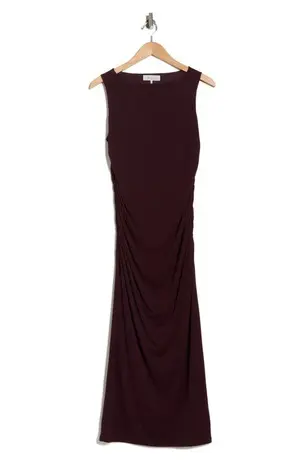WAYF Ruched Sleeveless Dress - Plum