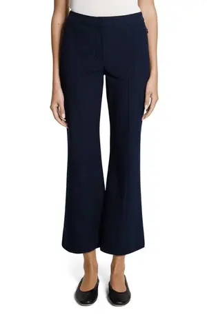 Theory Pintuck Kick Flare Trousers - Midnight Navy