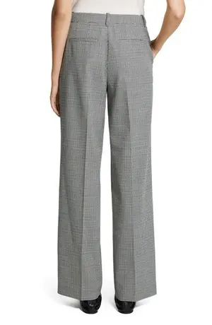 Theory Plaid Wide-leg Wool-blend Pants