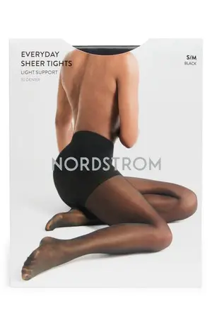Nordstrom Sheer Control Top Tights - Black