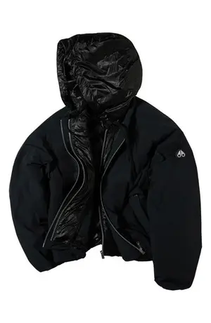 Moose Knuckles Tegan Water Repellent Layered Down Bomber Jacket - Black