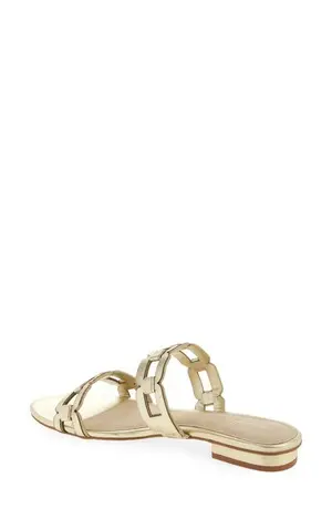 KOKO + PALENKI Cassy Chain Link Slide Sandal - Gold Metallic Leather