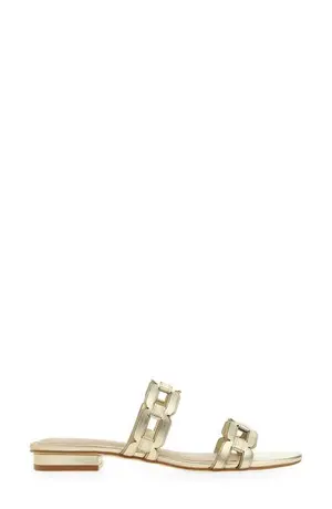 KOKO + PALENKI Cassy Chain Link Slide Sandal - Gold Metallic Leather
