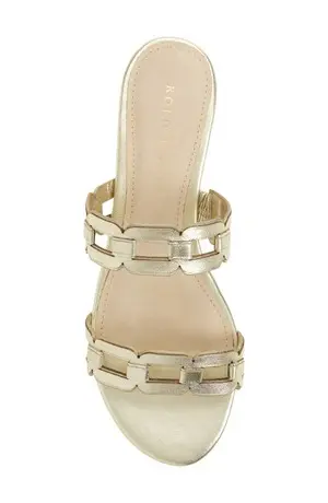 KOKO + PALENKI Cassy Chain Link Slide Sandal - Gold Metallic Leather