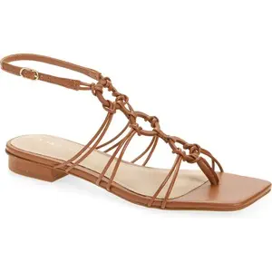 KOKO + PALENKI Catia Ankle Strap Thong Sandal - Tan Leather