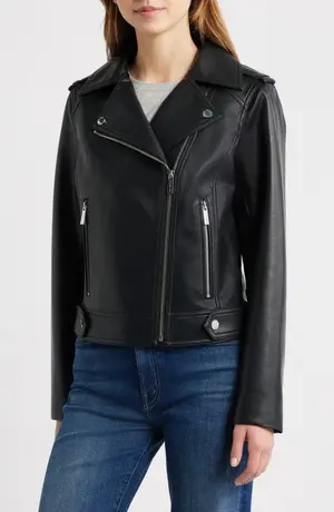 Michael Kors Faux Leather Moto Jacket