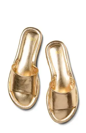 Beek Songlark Leather Slide Sandal - Gold