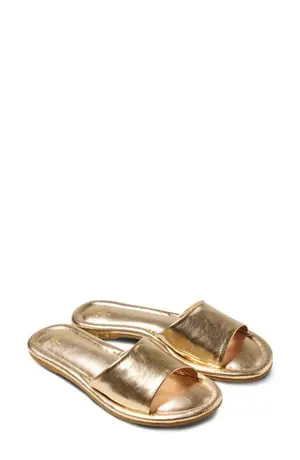 Metallic Leather Slides