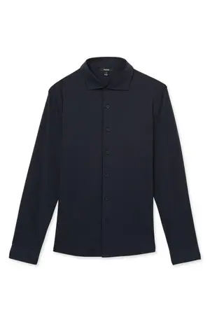 REISS Duke Air-water Slim Fit Knit Button-up Shirt - Navy