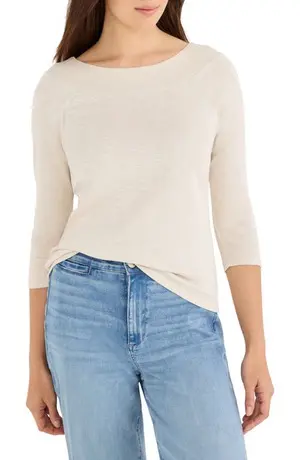 NIC+ZOE Boat Neck Three-quarter Sleeve Top - Coconut