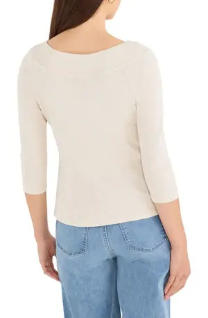 NIC+ZOE Boat Neck Three-quarter Sleeve Top - Coconut