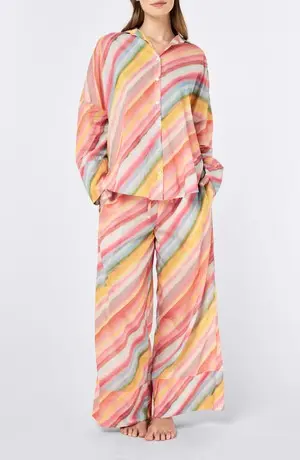 PAPINELLE Sophie Stripe Cotton Pajamas - Sorbet Pink