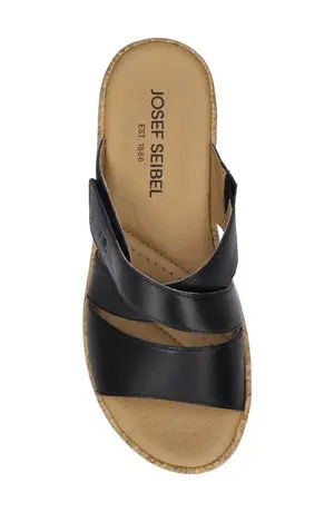 Josef Seibel Platform Wedge Slide Sandal - Black