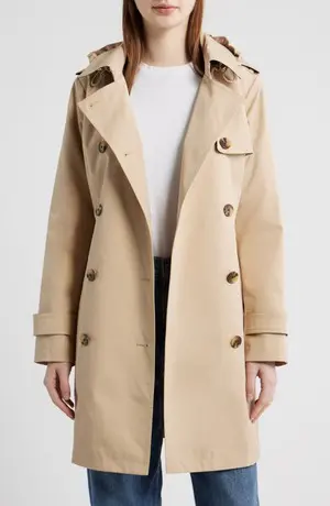 Michael Kors Double Breasted Hooded Trench Coat