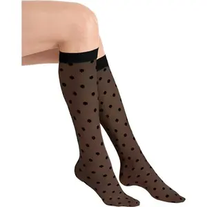 Wolford Daisy Sheer Knee Highs - Black/black