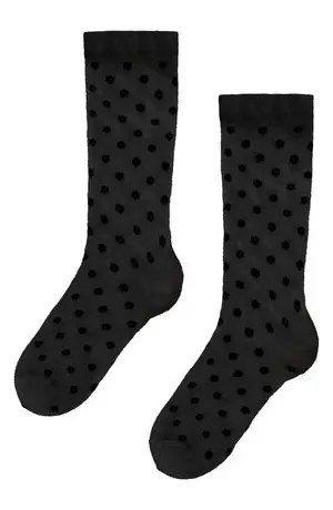 Wolford Daisy Sheer Crew Socks - Black/black