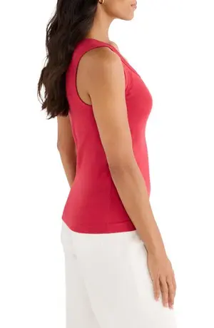 NIC+ZOE Perfect Knit Rib Scoop Neck Tank - True Red